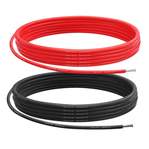 14 AWG Gauge Silicone Wire Electrical Cable（10ft red &10ft Black） Soft ...