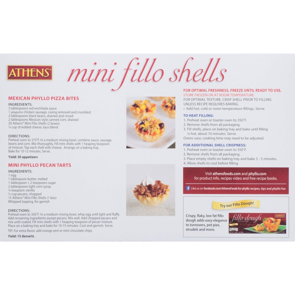 Athens Foods Mini Fillo Dough Shells 15 Per Box (3 1.9 Ounce (Pack of 3 ...