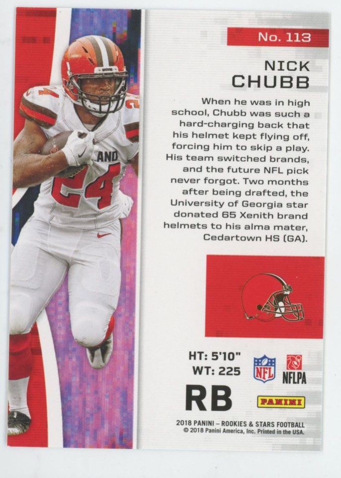 2018 Panini Contenders Rookie Ticket RPS Red Zone Nick Chubb RC ...