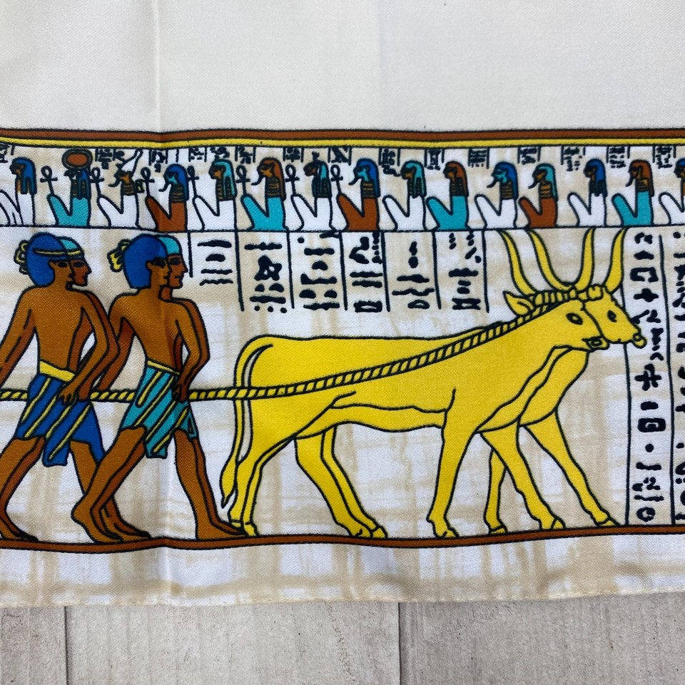 Vintage TUTANKHAMUN Silk Scarf Egypt Egyptian Pharaoh King Mummy Mask ...