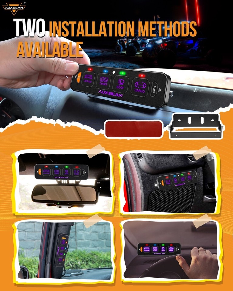 AUXBEAM 4 Gang RGB Switch Panel Toggle/ Momentary/ Pulsed Automatic ...