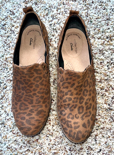 Clarks Collection Trish Belle brown leopard print studded slip-on shoes ...