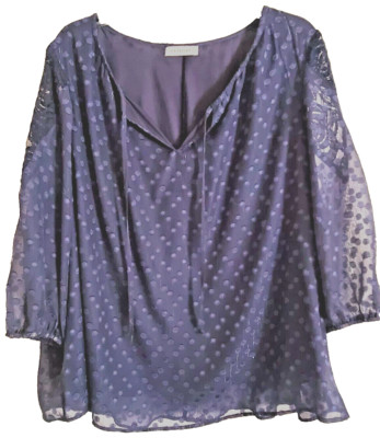 Retrology 3X Navy Blue Clip Dot Tunic Lined Top Boho Peasant Feminine ...