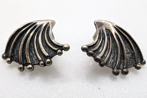 David Andersen Clip On Silver Earrings Marianne Berg Innovative 1960s ...