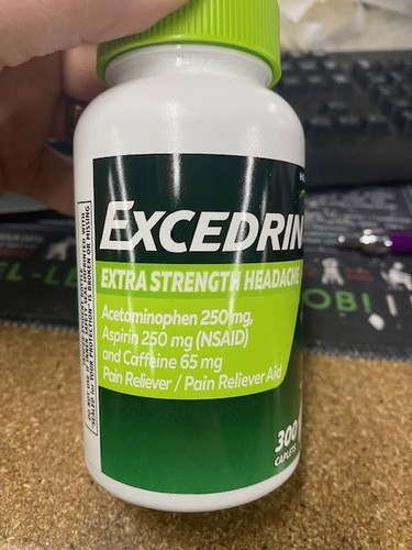 Excedrin Extra Strength Headache Caplets Pain Reliever Aid 250 mg. 300 ...