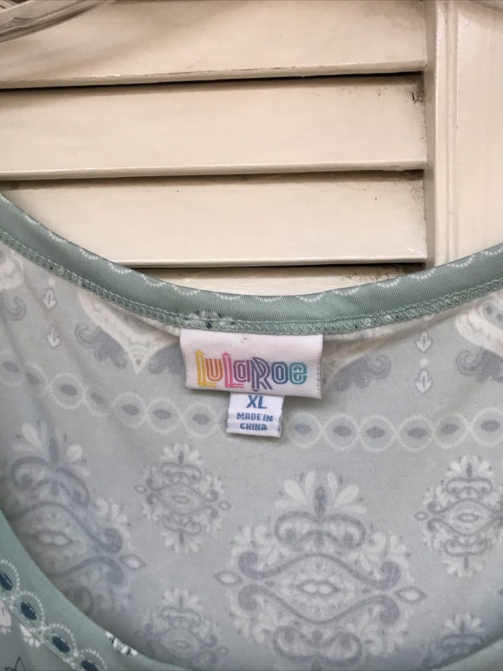 LuLaRoe RILEY Empire Waist Midi Dress XL Slit Sleeve Polyester Spandex ...