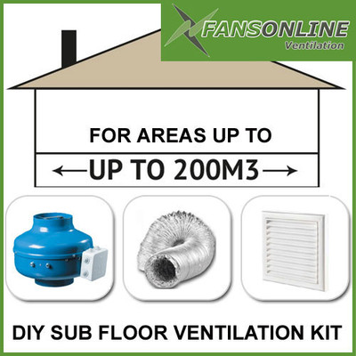 DIY Sub Floor Ventilation Kit #7- For area up to 200m3 with 2 Intake ...