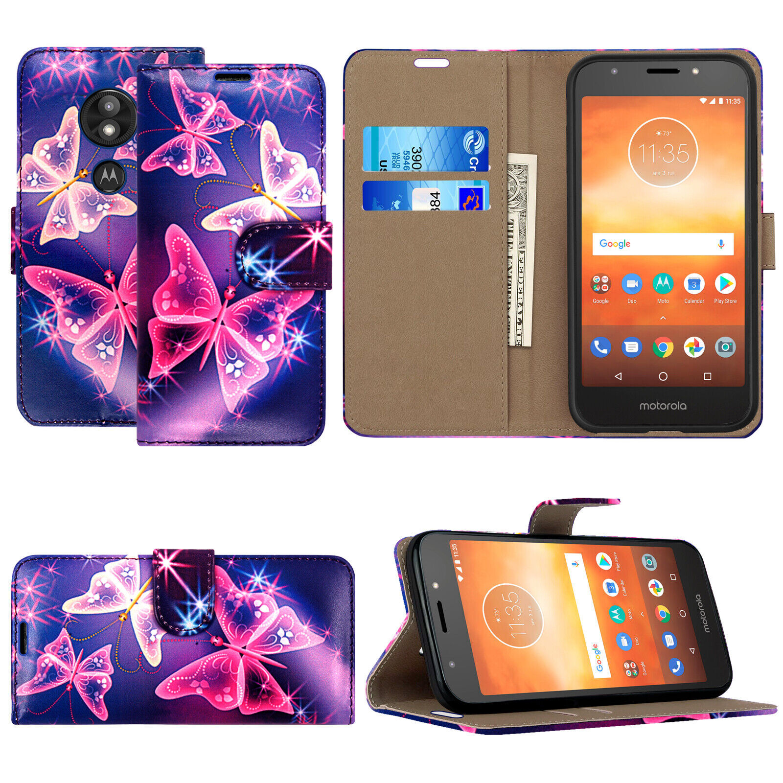Case For Motorola Moto E7 E6s E5 Play E4 Plus E3 Flip Wallet Leather ...