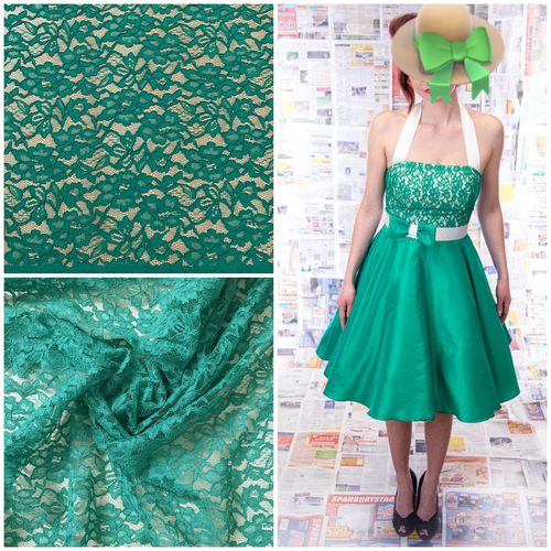 Spitze Exklusive Designer Spitzenstoff Stoff Stickerei grün Meterware ...