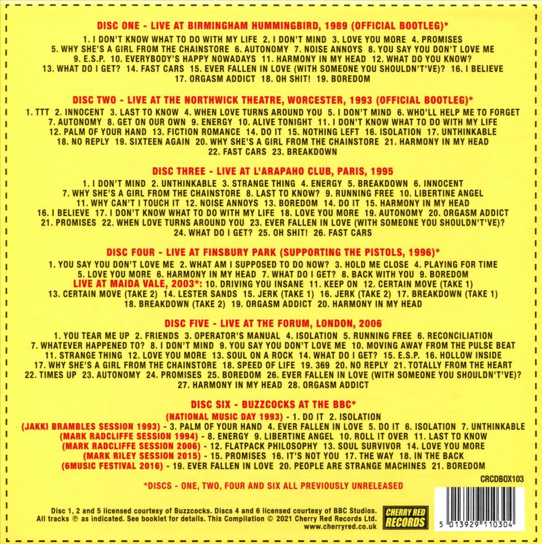 BUZZCOCKS LATE FOR THE TRAIN: LIVE & IN SESSION 1989-2016 NEW CD ...