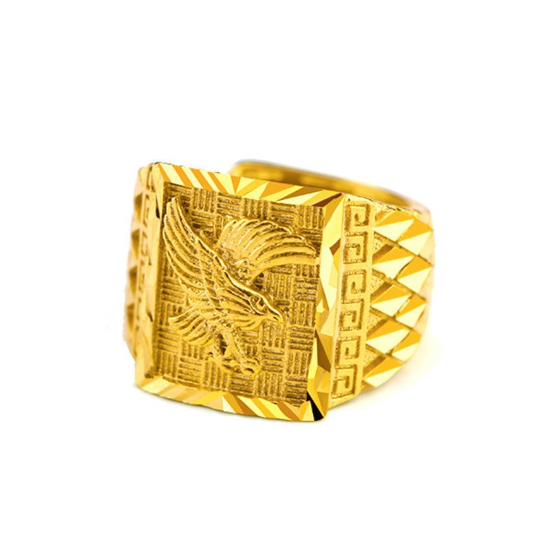 Luxury 24K 9999 Pure Gold real gold Men's Eagle Opening Ring Adjustable ...
