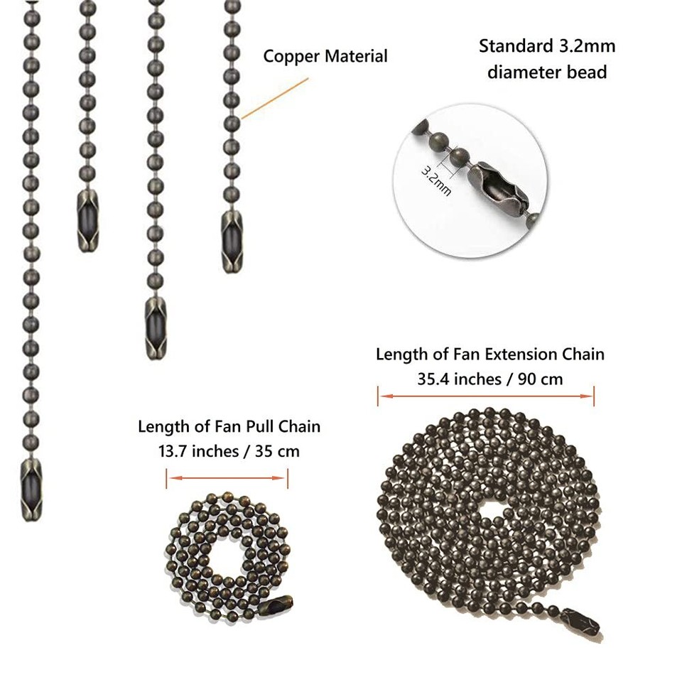 Ceiling Fan Light Pull Chain Extender 3.2mm Diameter Oil Rubbed Bronze ...