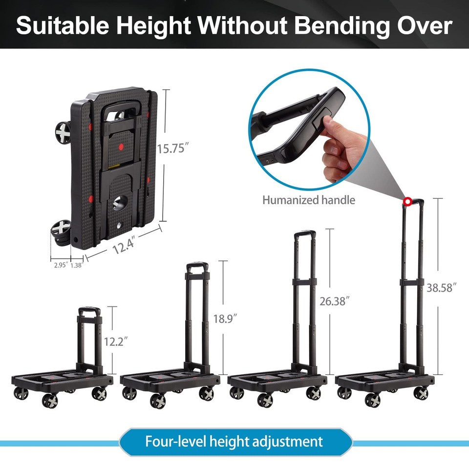 Folding Hand Truck Lightweight Hand Truck Dolly Foldable,Luggage cart ...