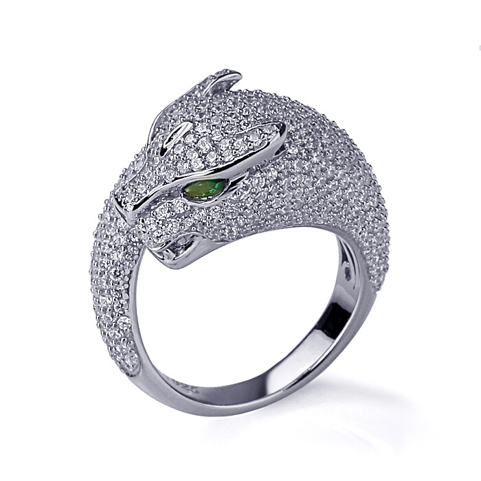 16mm Sterling Silver Rhodium Plated, Puma Design CZ Pave Setting Right ...