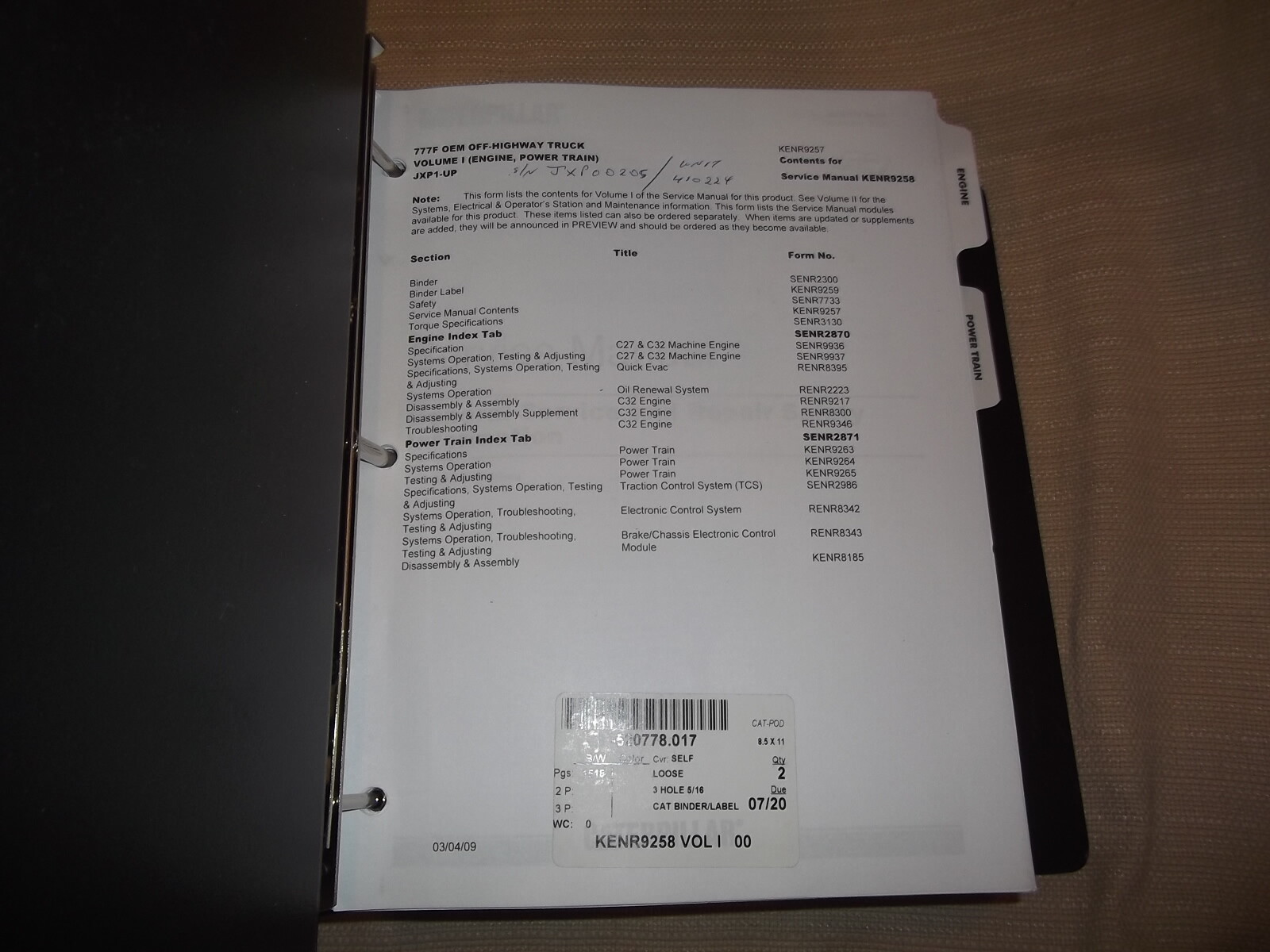 CAT CATERPILLAR 777F OFF HIGHWAY TRUCK SERVICE SHOP REPAIR BOOK MANUAL ...