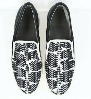 Vince. Womens Navy Blue Snake Print Leather Slip On Sneakers Shoes Size ...