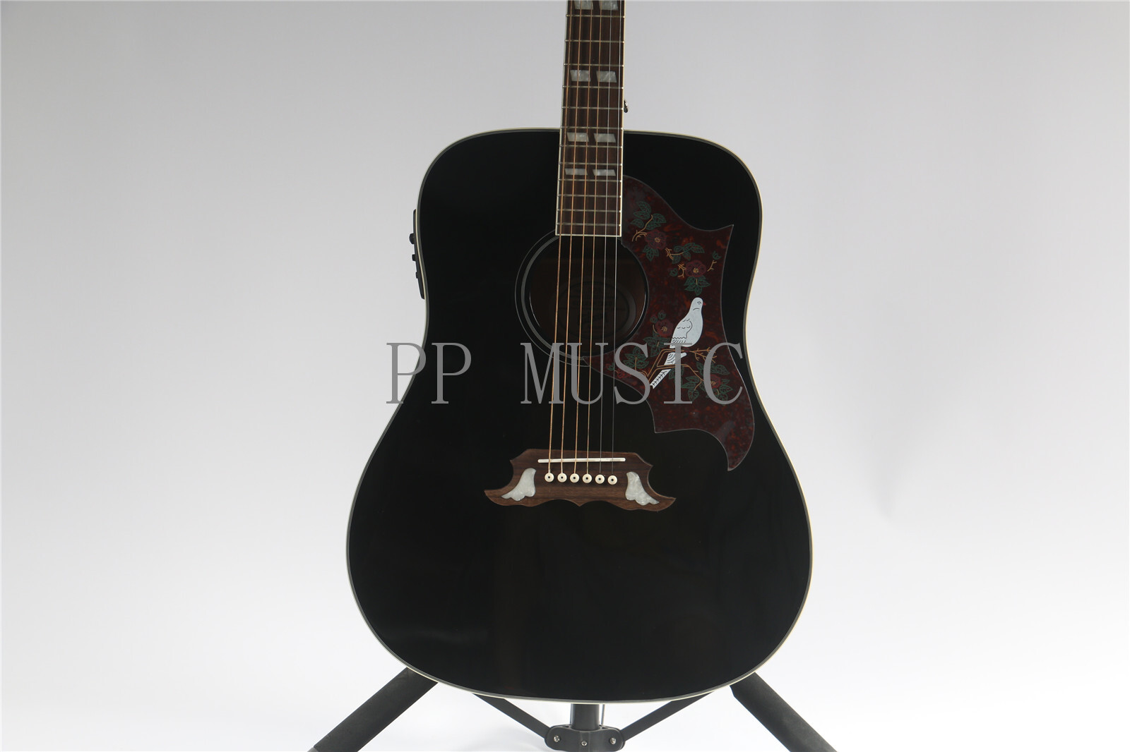 20 Fret Black Acoustic Electric Guitar 6 String Bone Nut&Saddles Hollow ...