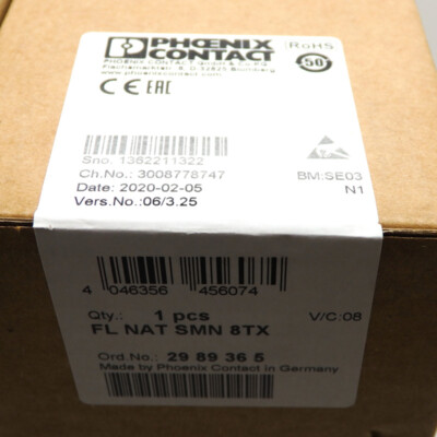 Phoenix Contact 8-Port DIN Rail FL NAT SMN 8TX Managed Ethernet Switch ...