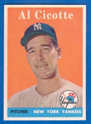 1958 Topps High #382 Al Cicotte NY Yankees NM-MINT or Better Dead ...
