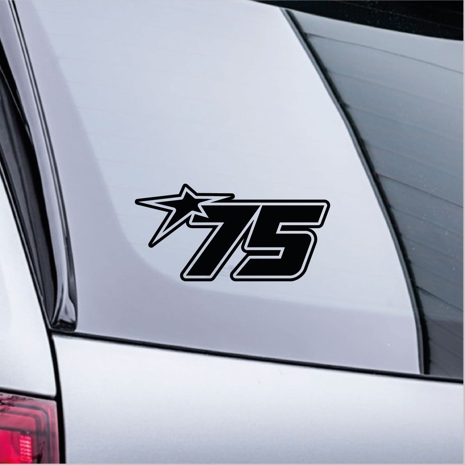 Startnummer 75 Aufkleber Race Sticker Star number Stern Auto Bike Decal ...