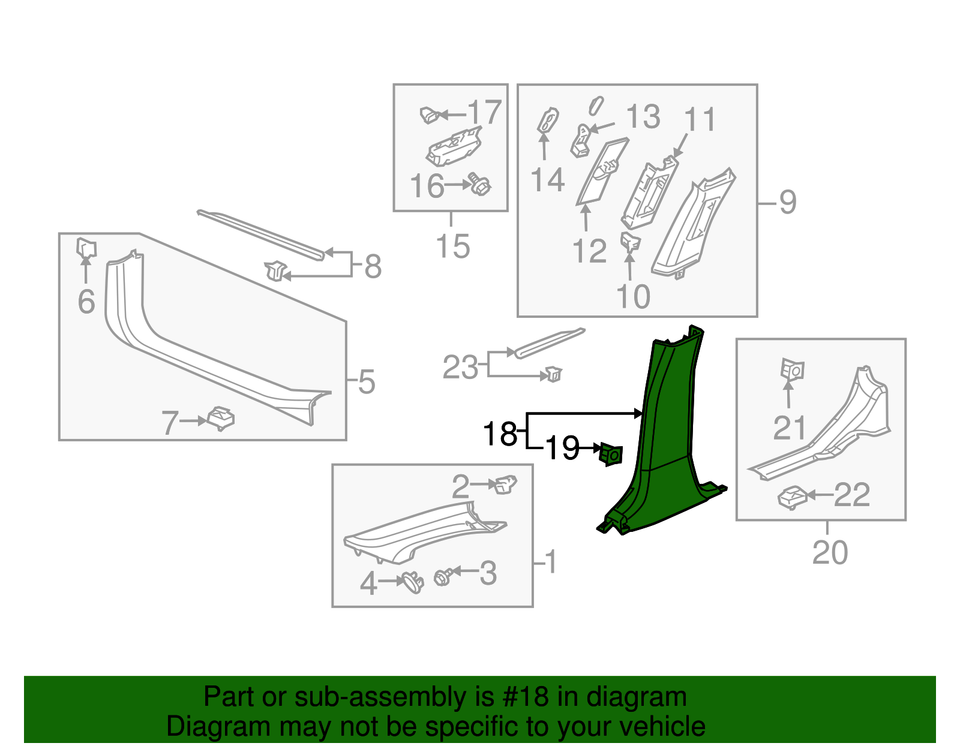 Genuine GM Light Gray Passenger Side Center Pillar Lower Trim Panel ...