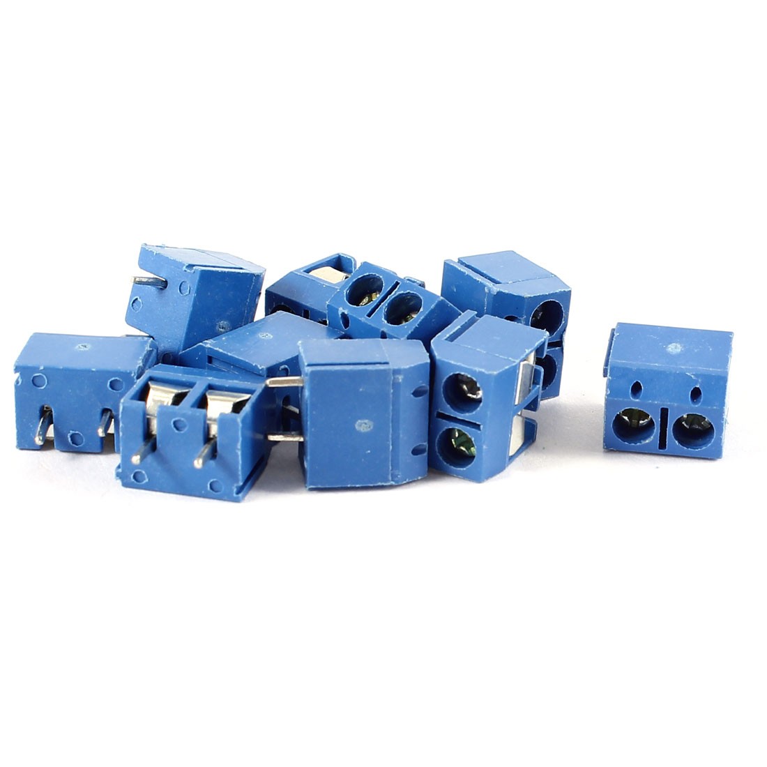 10 Pcs 2 Pole 5mm Pitch PCB Mount Screw Terminal Block Blue AC 300V 16A ...