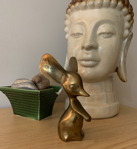 VTG Solid Brass Mouse MCM 1960's Large Ear 5” Figurine Paperweight ...