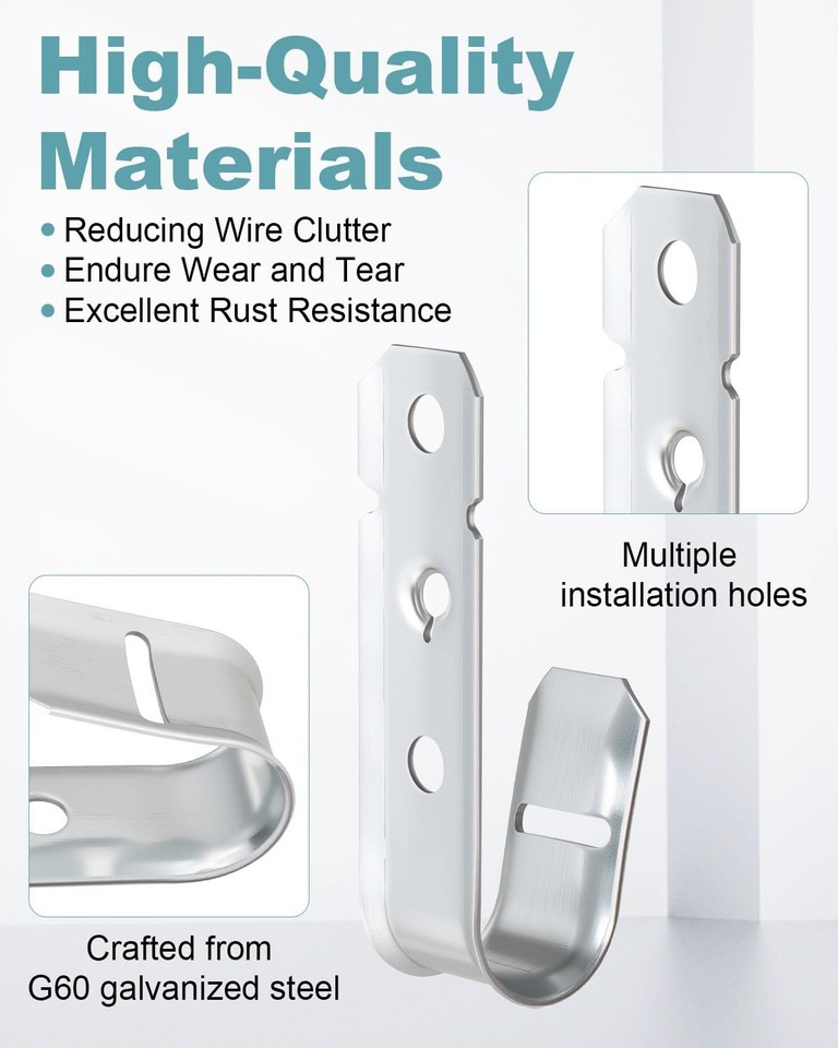 200 Pcs Cable Support J-Hook, 3/4 Inch Cable Hooks for Hanging, Wall ...