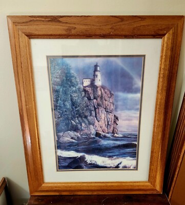Kevin Daniel Art Print 20 x 24 Lighthouse Beacon of Light Oak Frame ...