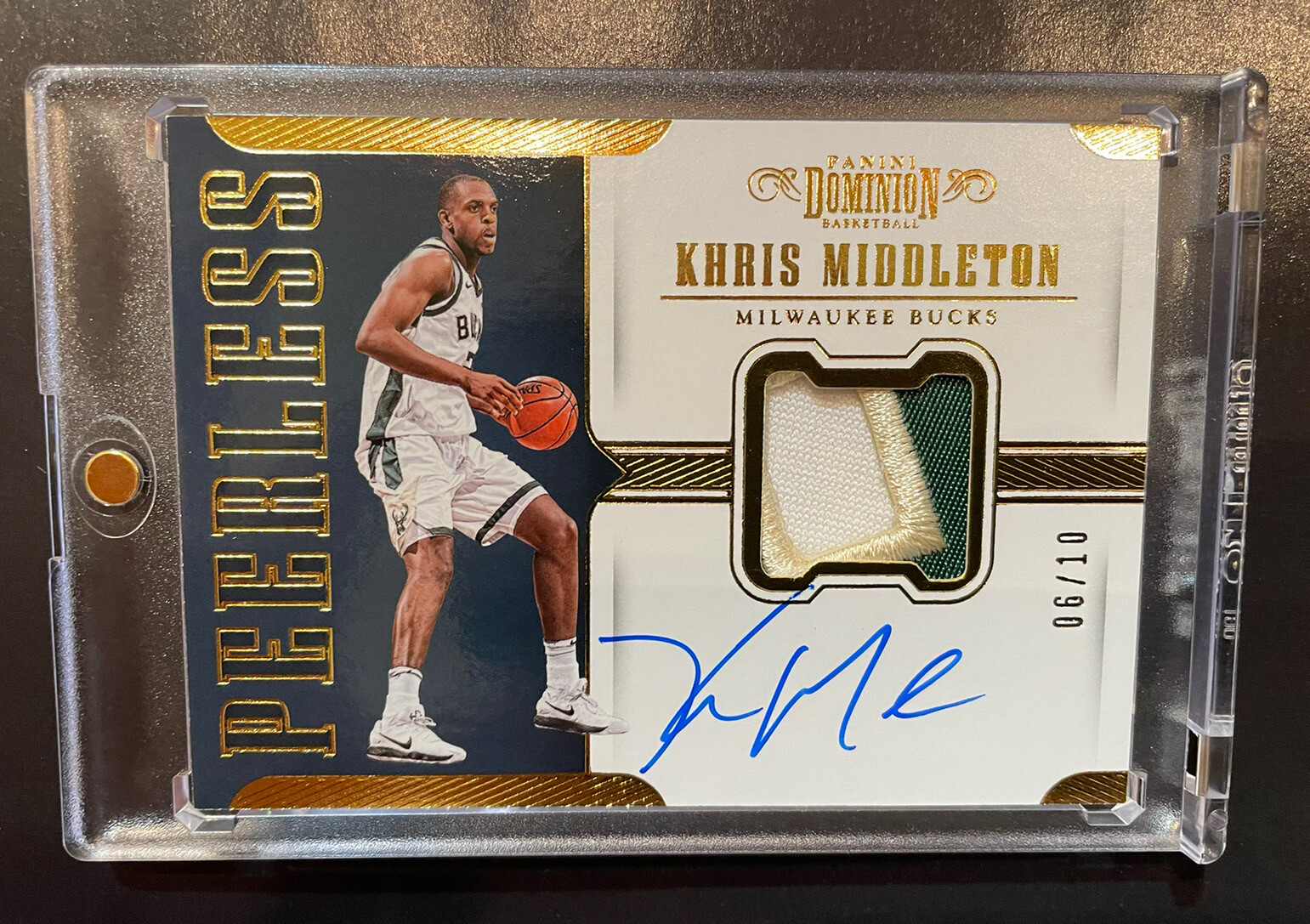 2017-18 Panini Dominion Peerless Patch Auto Gold /10 Khris Middleton # ...