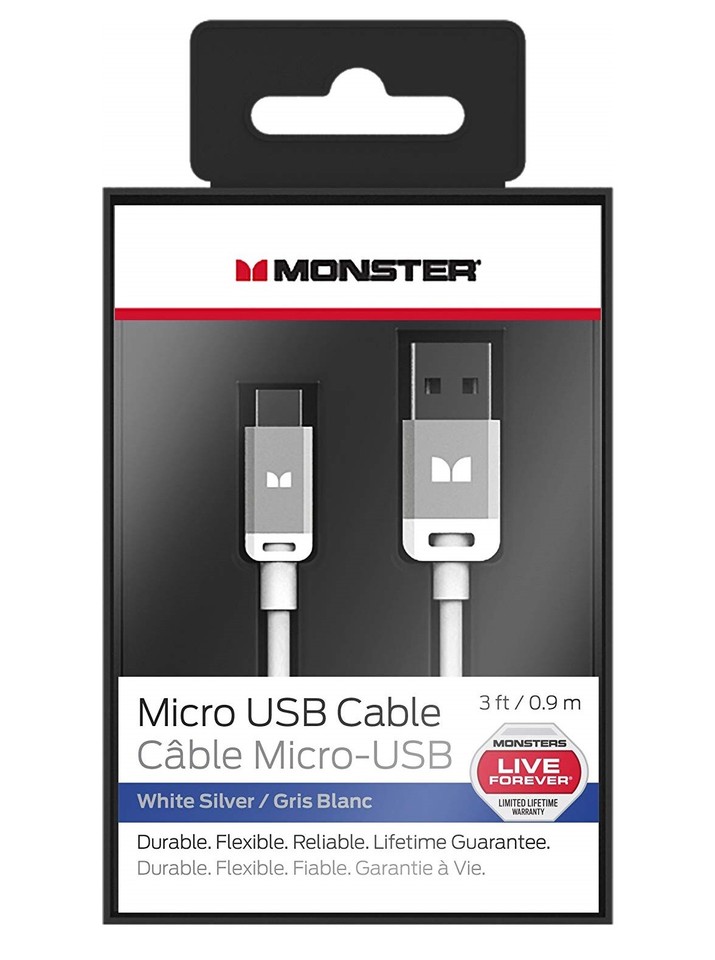 MONSTER USB Micro Cable, Fast Charger Data Sync Lead 3ft / 0.9m | eBay