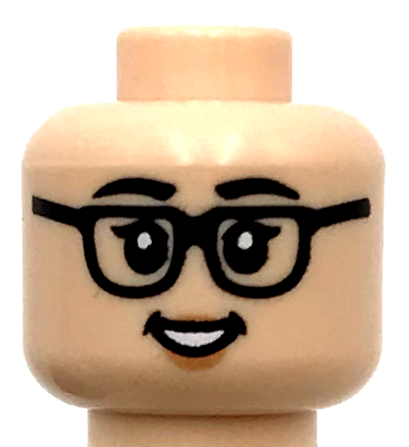 Lego New Light Nougat Minifigure Head Dual Sided Female Glasses Grin w ...