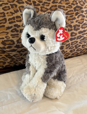 Ty Classic Beanie Buddy 11" Plush Husky Wolf Plush Puppy Dog Medium W ...