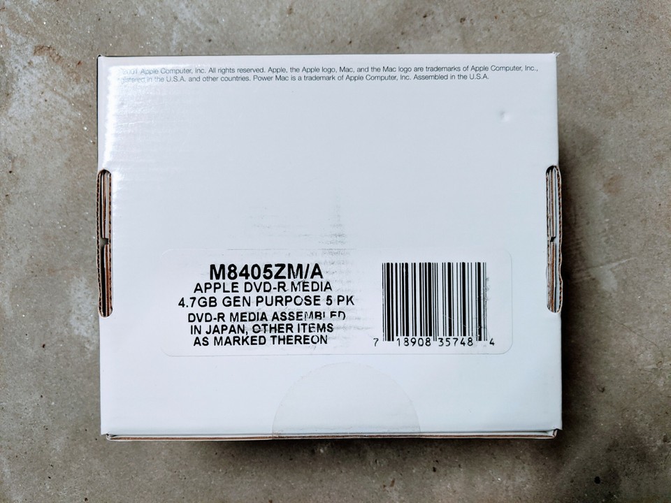Vintage Apple DVD-R 4.7GB Recordable Media Disc 5-Pack M8405ZM/A (NEW ...
