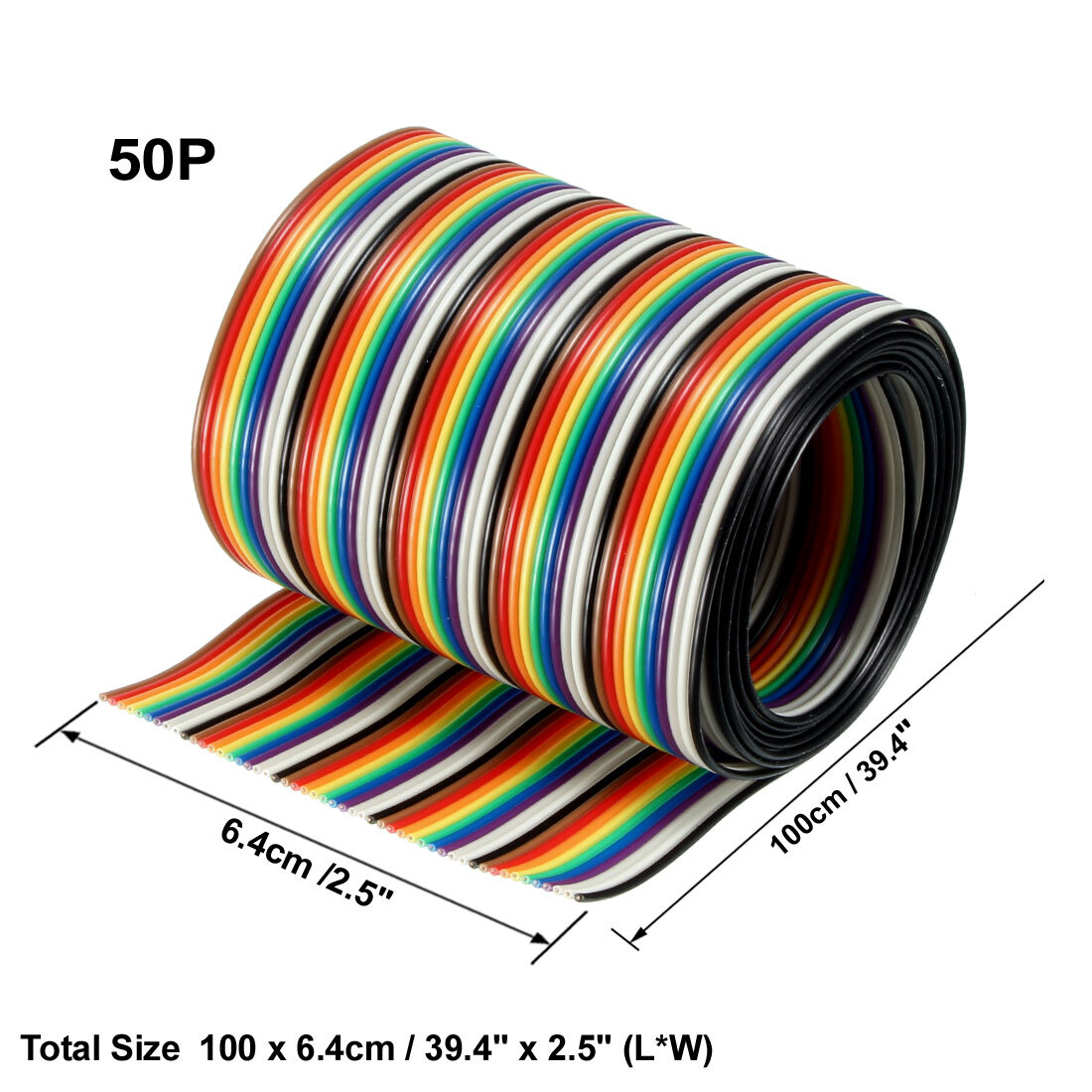 Flat Ribbon Cable 50P Rainbow IDC Wire 1.27mm Pitch 1m Long | eBay