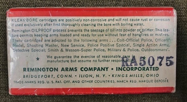 REMINGTON WWII CAL. .38 SPL 158 GRAIN BALL W/STEEL JKT NEW REPLICA AMMO ...