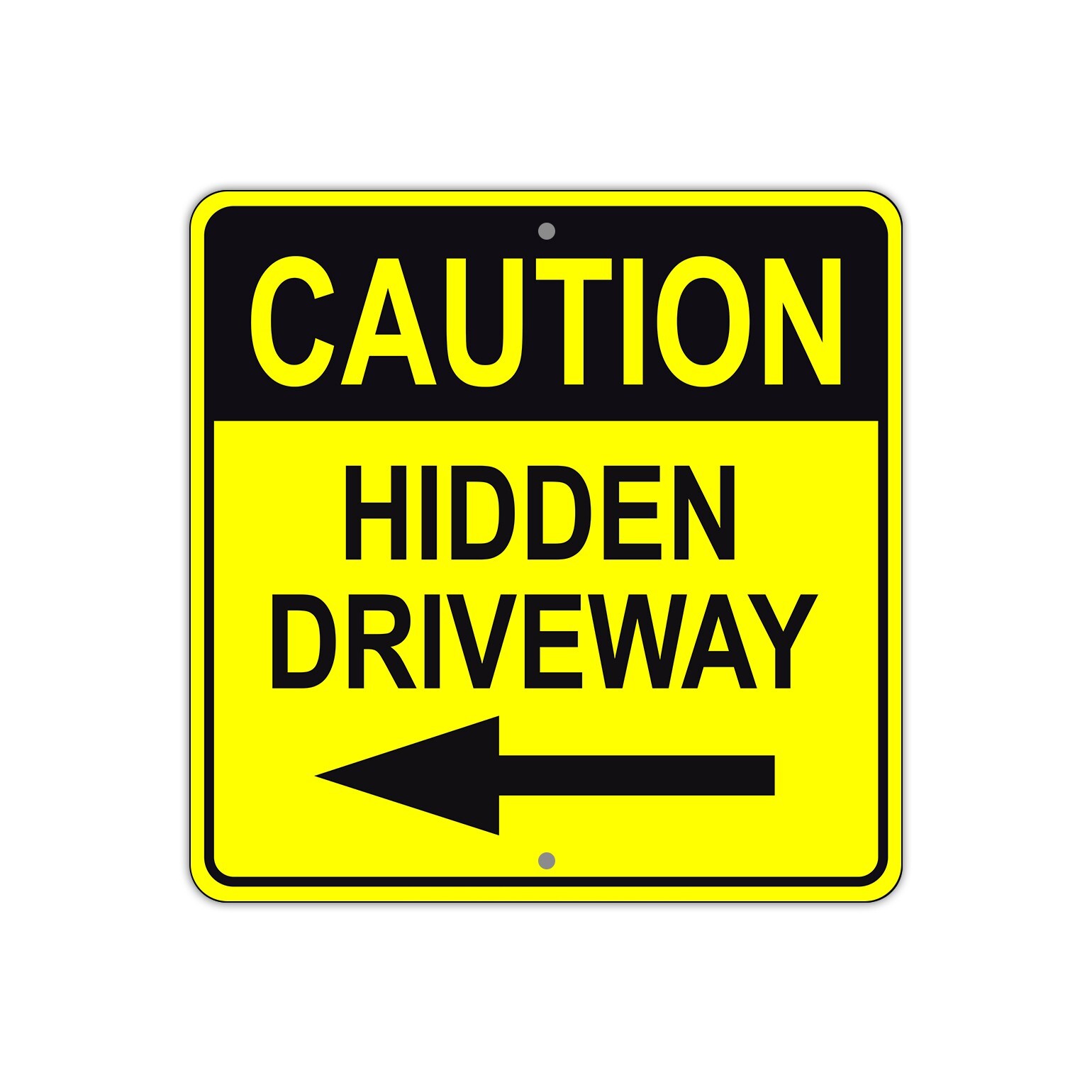 Caution Hidden Driveway left side Arrow Novelty Aluminum Metal Sign 12 ...