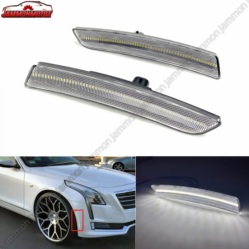 White LED Bumper Side Marker Turn Signal Lights For Cadillac 2016-2020 CT6/CT6-V | eBay