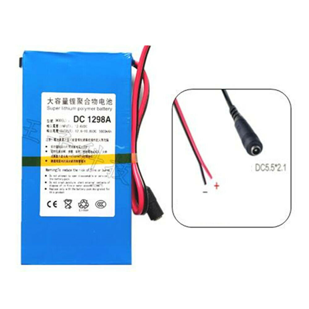 2PCS Portable DC 12V 9800mAh Rechargeable Li-ion Battery Pack DC 1298A ...
