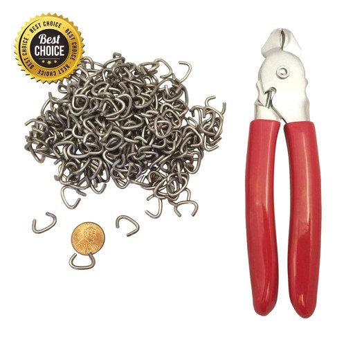 Durable Spring-Loaded Hog Ring Pliers with 3/8" Stainless Steel Rings ...