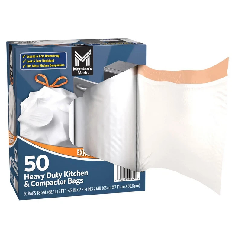 Member's Mark Heavy Duty Kitchen & Compactor Trash Bags (18 gal., 50 ct ...