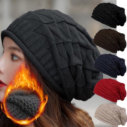 Women's Men Knit Slouchy Baggy Beanie Oversize Winter Hat Ski Fleece ...