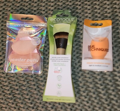 Beauty Bundle Lottie Powder Puffs 2 Pack, Ecotools Brush, Real ...