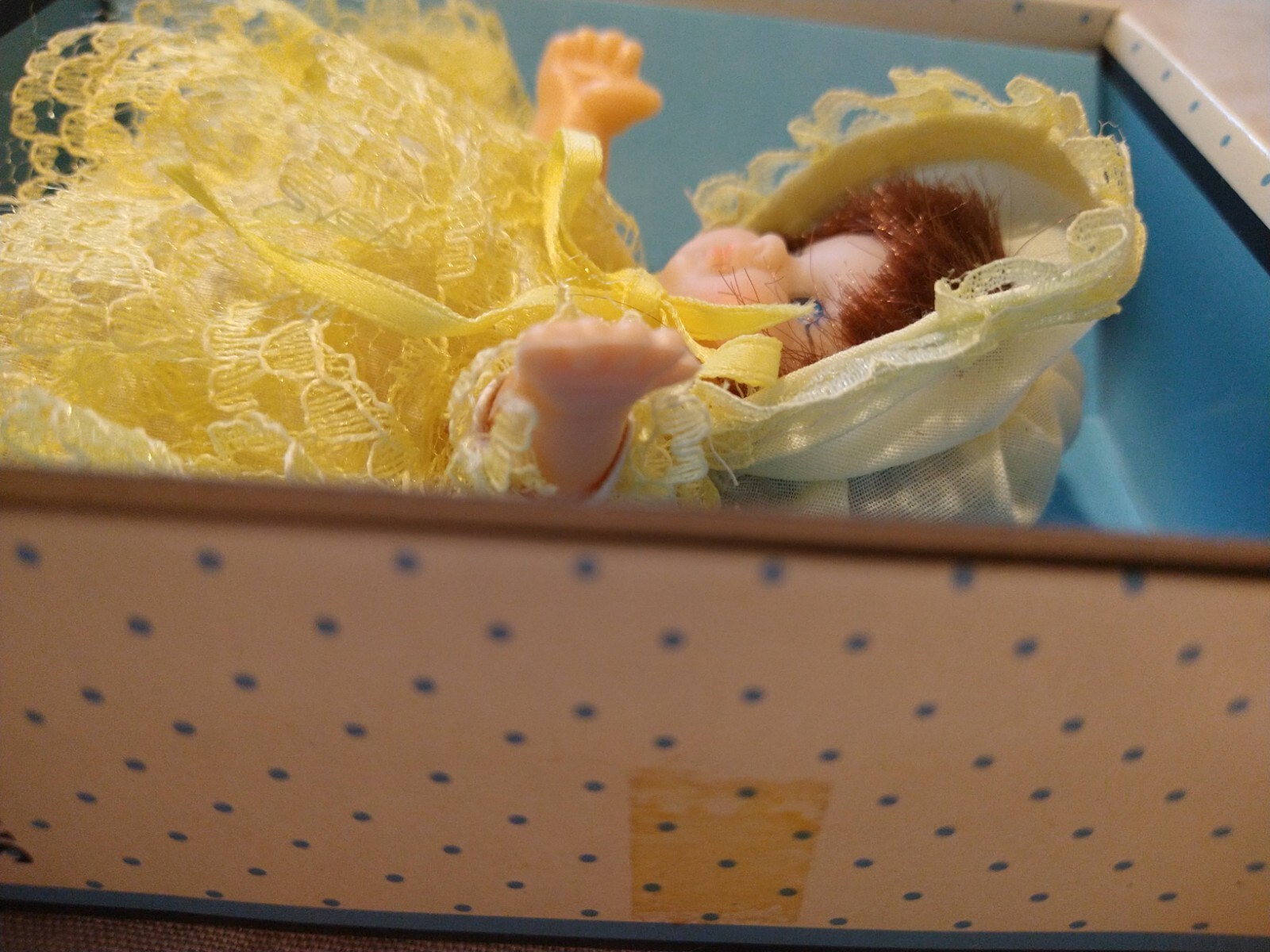 Vintage UNEEDA Tiny Doll Precious Pee Wee 4" in. Original Box 1973, Yellow Dress | eBay