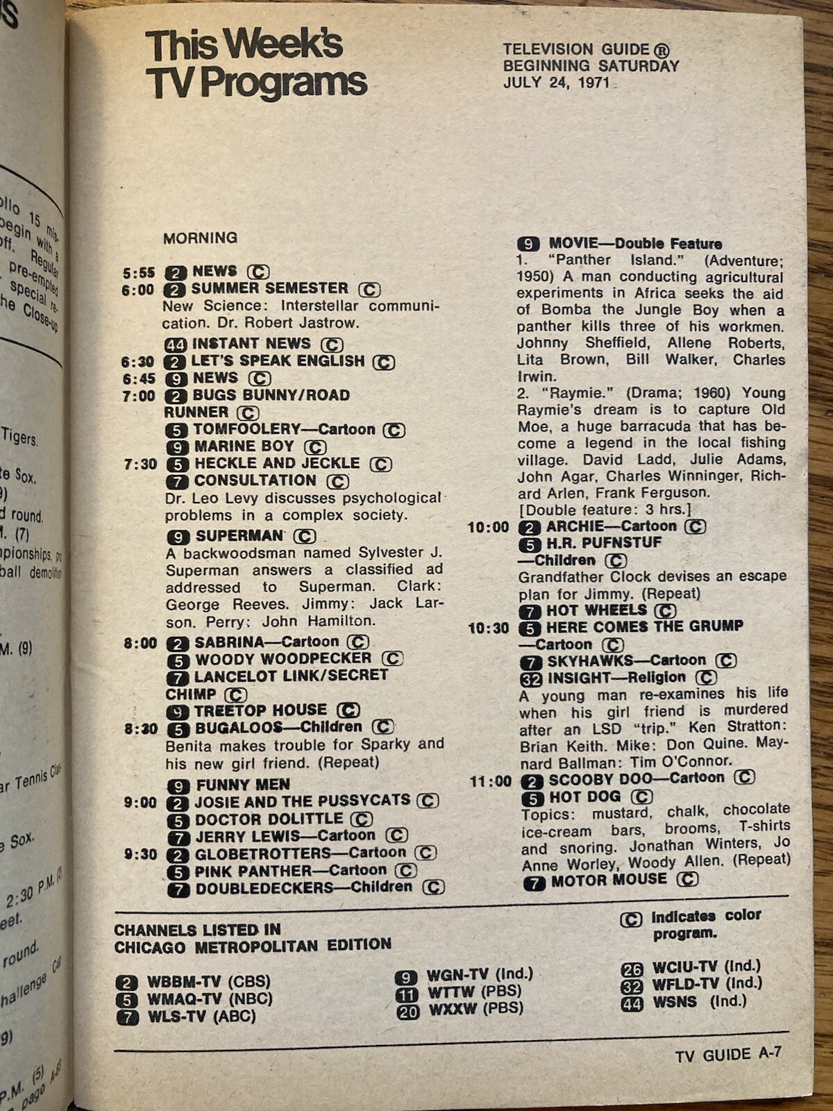 TV Guide July 24-30 1971 Ding-a-Ling Lynx Chicago Edition | eBay