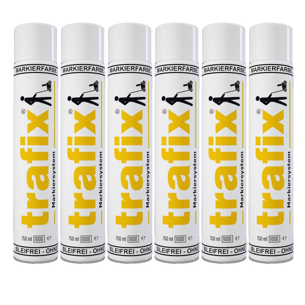 6 x Trafix Markierfarbe Verkehrsfarbe - Maxisprühdose 750 ml - Weiß RAL ...