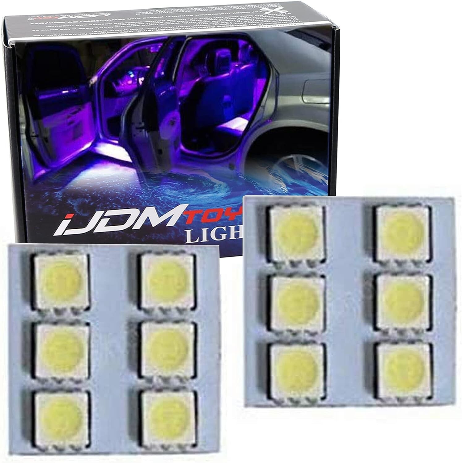 (2) UV Purple 6-SMD LED Panel Lamps For Car Interior Map Dome Cargo ...
