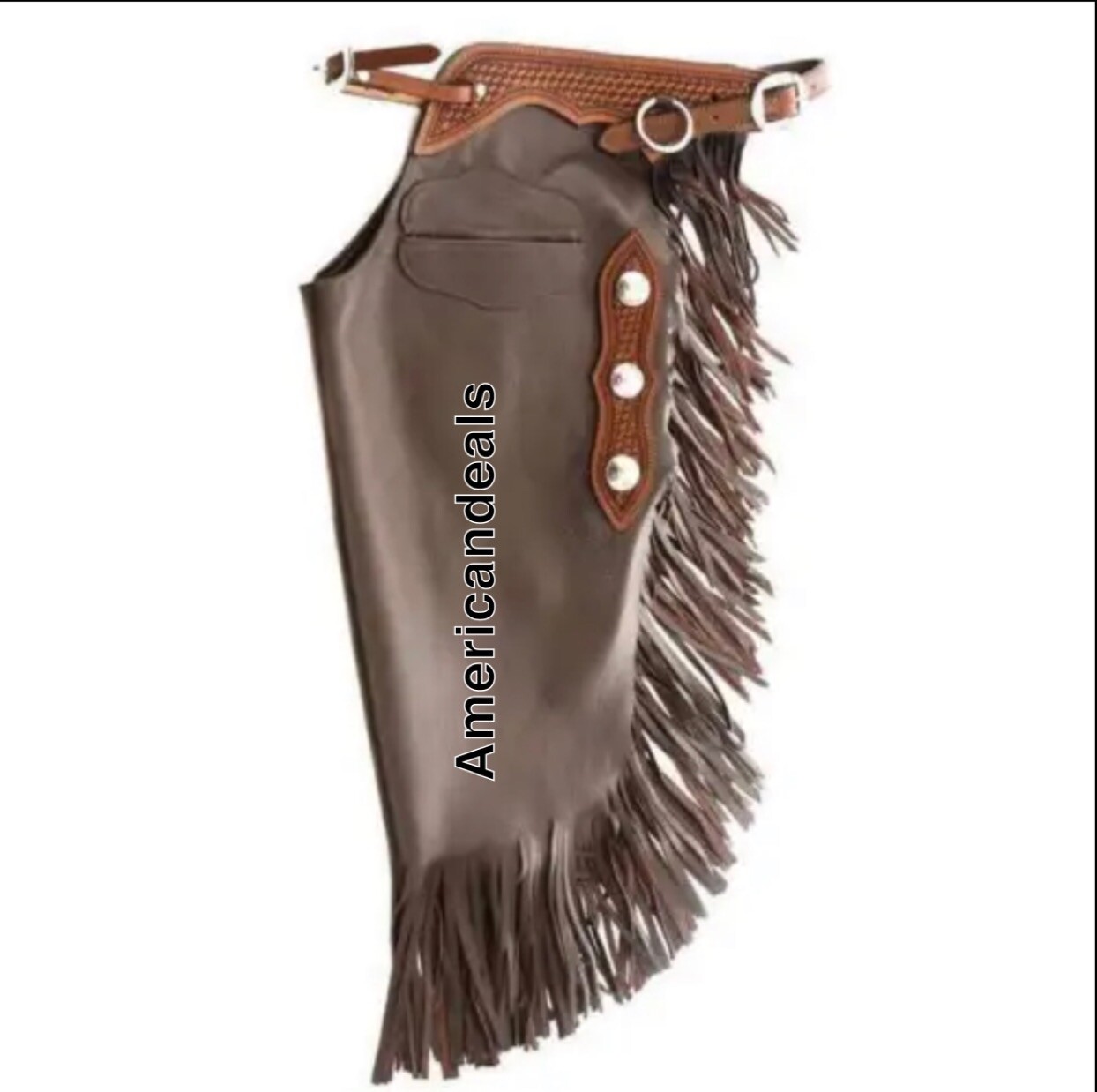 Western Brown Top Grain Leather Shot Gun chaps with Matching fringes | eBay