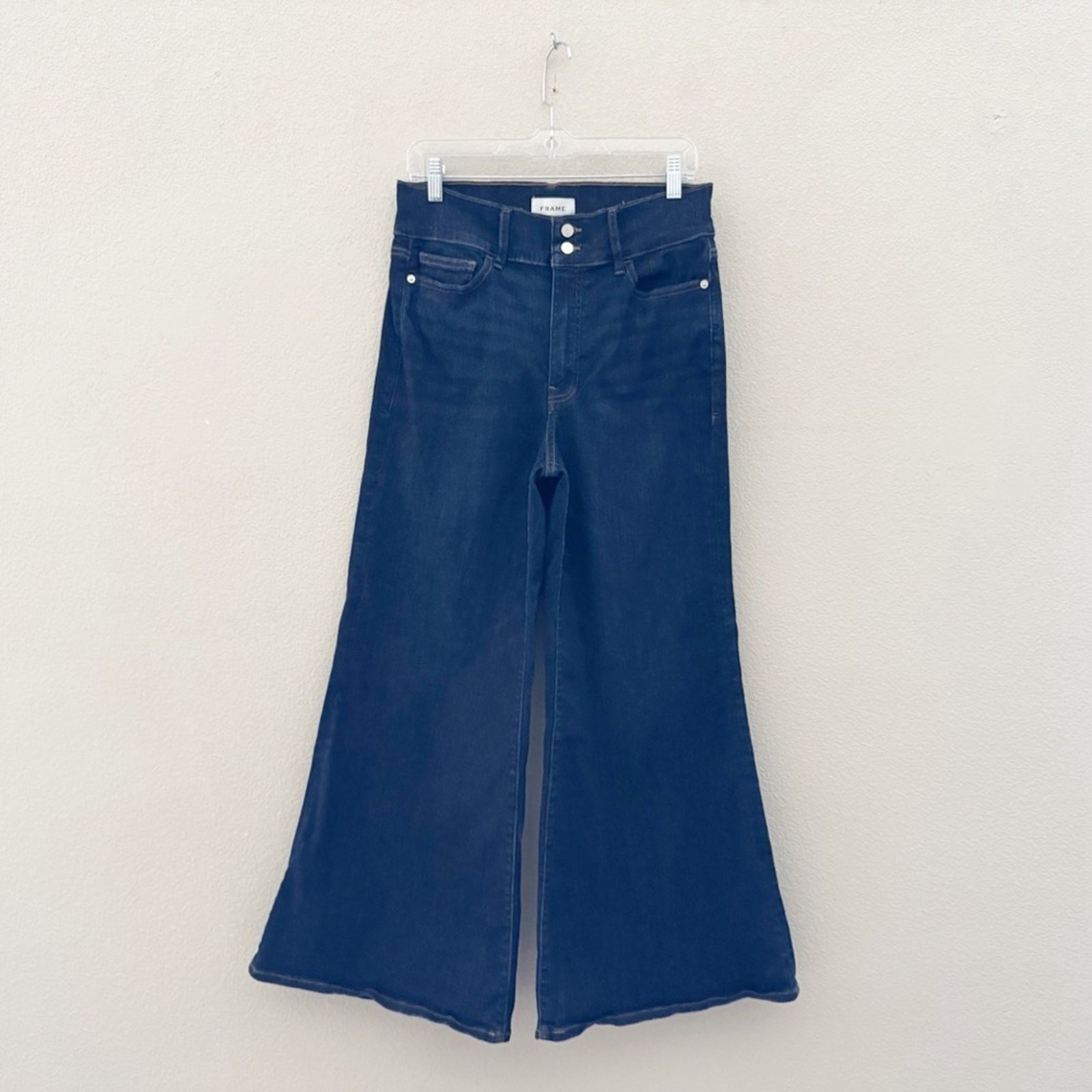 Frame Le Palazzo Wide Leg Jeans High Crop Dark Denim … - Gem