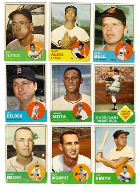 Vintage (Lot of 9) 1963 Topps Baseball Cards | eBay